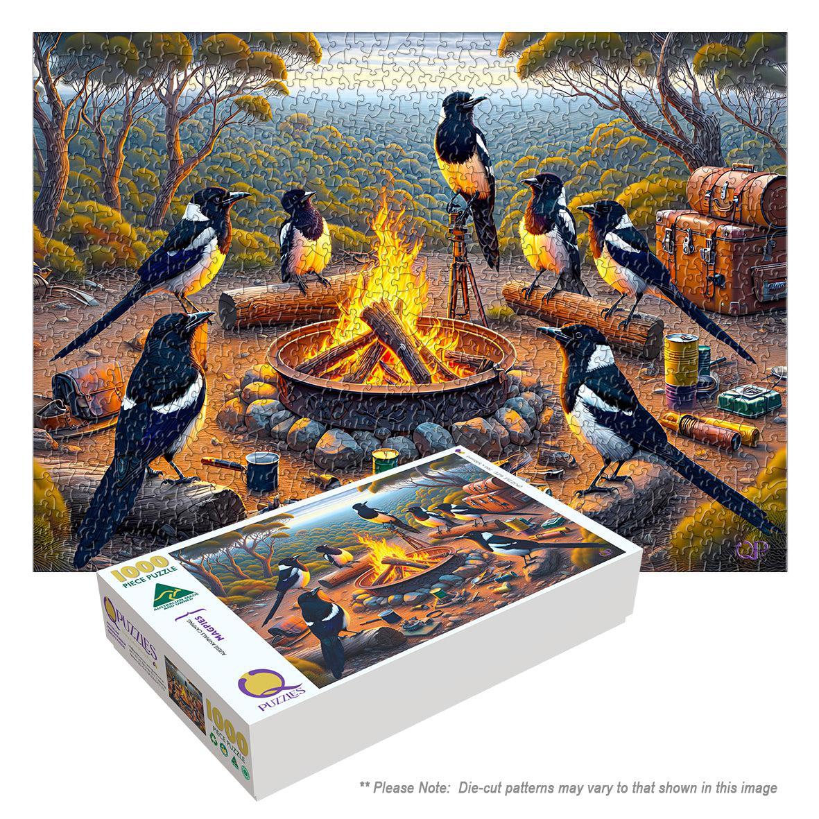 Aussie Animals Camping - Magpies (Landscape) – Jigsaw Gallery