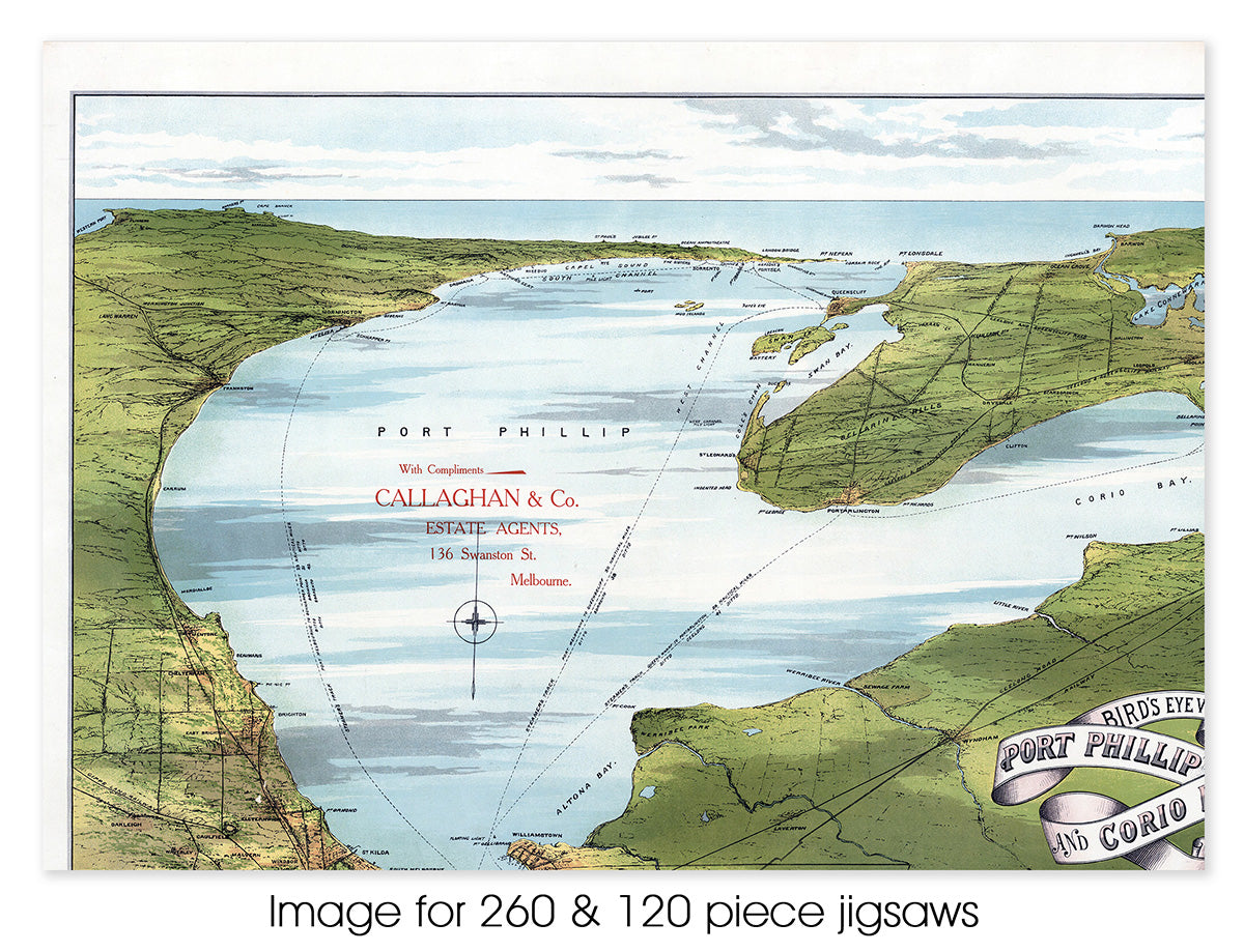 Bird's eye view of Port Phillip & Corio Bay, circa 1905 – Jigsaw Gallery